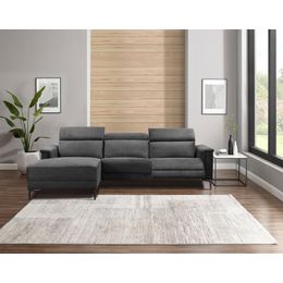 Ecksofa OTTO HOME "LUND, L-Form, 261cm, man. o. elektr. Relaxfunktion (mit USB-A)", grau (anthrazit), B:261cm H:97cm T:179cm, Webstoff 100% Polyester, Sofas, Ecksofa, und Kopfteilverstellung
