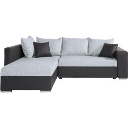Ecksofa Collection AB "John L-Form", grau (anthrazit, hellgrau), B:226cm H:80cm T:160cm, Sofas, Ecksofa, Regalarmlehne,Bettfunktion,Bettkasten,Ottomane beiseitig montierbar, Topseller