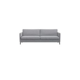 3-Sitzer FLEXLUX "Fiore, super Sitzkomfort durch Kaltschaum im Sitz", grau (sophisto gre), B:214cm H:85cm T:92cm, 100% Polyester, Sofas, schmale Armlehnen, F&uuml;&szlig;e Alu+schwarz