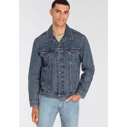 Levi's Jeansjacke LEVI'S "VINTAGE FIT TRUCKER JKT", Herren, Gr. XL, blau (mid, blau), Denim/Jeans, Obermaterial: 100% Baumwolle, unifarben, h&uuml;ftlang, Rundhals, 1-Knopf-Manschette, Jacken Jeansjacke, mit Knopfleiste