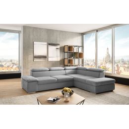 Sit & More Ecksofa SIT & MORE "Valentine L-Form, B: 272 cm", grau, B:272cm H:73cm T:226cm, 100% Polyester, Sofas, Ecksofa, mit Arm- & Kopfteilverstellung, optional mit Bettfunktion, Topseller