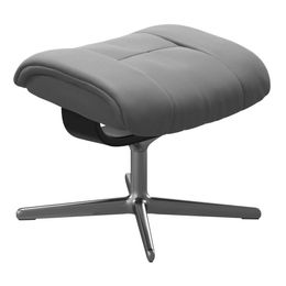 Fu&szlig;hocker stressless "Mayfair", grau (wild dove batick), B:55cm H:41cm T:39cm, Leder BATICK: BATICK ist ein leicht korrigiertes, durchgef&auml;rbtes und genarbtes M&ouml;belleder, bei dem die meisten Unebenheiten und Spuren in der Regel entfernt wurden., Hocker, Fu&szlig;hocker, mit Cross Base, Gr&ouml;&szlig;e S, M & L, Holzakzent Schwarz