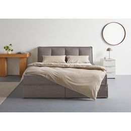 Boxspringbett "Addyson", grau (elephant), B:190cm L:230cm, 100% Polyester, LeGer Home by Lena Gercke, Komplettbetten, Boxspringbett, Boxspringbett inkl. Topper, 2 Matratzen