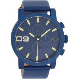 Quarzuhr Oozoo, blau (dunkelblau), Armbanduhren, Herren, Quarzuhr, Armbanduhr, Herrenuhr, Lederarmband, Chrono-Look