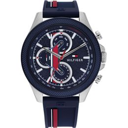 Multifunktionsuhr Tommy Hilfiger "CLARK", blau (dunkelblau), Armbanduhren, Herren, Quarzuhr, Armbanduhr, Herrenuhr, Datum, Silikonarmband