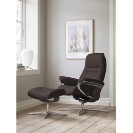 Relaxsessel stressless "Sunrise", braun (chocolate paloma), B:83cm H:105cm T:74cm, Leder PALOMA: PALOMA ist ein durchgef&auml;rbtes Semianilin-M&ouml;belleder mit nat&uuml;rlicher Narbung., Sessel, Relaxsessel, mit Hocker, mit Cross Base, Gr&ouml;&szlig;e S, M & L, Holzakzent Wenge