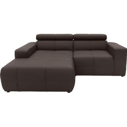 Ecksofa DOMO collection "Brandon, inkl. Kopfteilverstellung, B/T/H: 214/100/80 cm, L-Form", braun, B:214cm H:80cm T:175cm, Echtleder, Sofas, Ecksofa, Mit Kopfteilverstellung, auch in Leder und Cord, L-Form