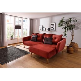 Ecksofa Home Affaire "Baggio formsch&ouml;ne Polsterecke, bequem, Breite 277cm, L-Form", orange (koralle), B:277cm H:80cm T:162cm, Sofas, Ecksofa, Zierkissen inklusive