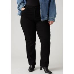 LEVI'S&reg; PLUS Straight-Jeans LEVI'S PLUS "724 PL HR STRAIGHT", Damen, Gr. 14 (46), L&auml;nge 34, schwarz (midnight gaze), Denim/Jeans, Obermaterial: 73% Baumwolle, 26% Polyester, 1% Elasthan, Jeans Straight-Jeans