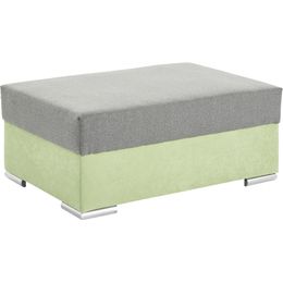 Hocker Collection AB "John", gr&uuml;n (gr&uuml;n, grau), B:100cm H:40cm T:70cm, Struktur (100% Polyester);Kunstleder SOFTLUX / Struktur (80% Polyester; 20% Polyacryl);Microfaser PRIMABELLE (100% Polyester) / Struktur (100% Polyester), Hocker, Hocker, Frei im Raum stellbar, wahlweise mit Federkern