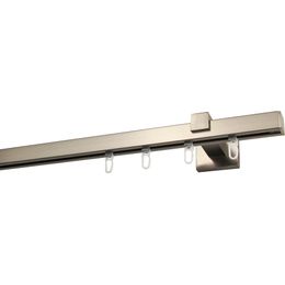 Gardinenstange Garesa "Nora", silber (edelstahlfarben), L:380cm &Oslash;:20mm, Aluminium, Gardinenstangen, Vorhanggarnitur, einfache Montage an die Wand, verl&auml;ngerbar, Kappe