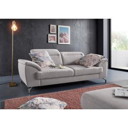Sit & More 2,5-Sitzer SIT & MORE "Percy", grau, B:207cm T:112cm, Sofas, 12 cm Fu&szlig;h&ouml;he, Sitztiefenverstellung, wahlweise Kopfteilverstellung