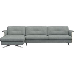 Ecksofa FLEXLUX "Glow, super bequem durch hochwertigem Sitzaufbau mit Federkern, L-Form", blau (sky blau), B:305cm H:81cm T:158cm, 62% Polyester/17%Baumwolle/14%Viscose/7%Leinen, Sofas, Ecksofa, Modernes skandinavisches Design