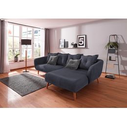 Ecksofa Home Affaire "Baggio formsch&ouml;ne Polsterecke, bequem, Breite 277cm, L-Form", blau (dunkelblau), B:277cm H:80cm T:162cm, Sofas, Ecksofa, Zierkissen inklusive