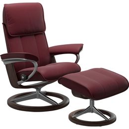 Relaxsessel stressless "Admiral", rot (bordeaux batick), B:84cm H:100cm T:73cm, Leder BATICK: BATICK ist ein leicht korrigiertes, durchgef&auml;rbtes und genarbtes M&ouml;belleder, bei dem die meisten Unebenheiten und Spuren in der Regel entfernt wurden., Sessel, Relaxsessel, mit Signature Base, Gr&ouml;&szlig;e M & L, Gestell Wenge