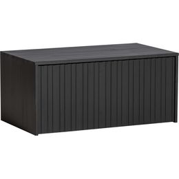 Truhenbank Woood "New Gravure Bunkbench", schwarz, B:88cm H:40cm T:50cm, Holzwerkstoff, Sitzb&auml;nke, mit grafischen Relieft&uuml;ren auf Rollen, Breite 88 cm