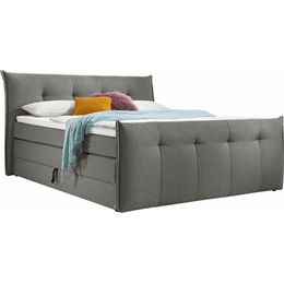 Boxspringbett "Florida", grau, B:225cm L:228cm, Feingewebe (100% Polyester), SET ONE BY Musterring, Komplettbetten, Boxspringbett, mit Bettkasten, in 5 Liegekomfortvarianten