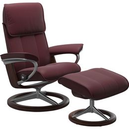Relaxsessel stressless "Admiral", rot (bordeaux batick), B:84cm H:100cm T:73cm, Leder BATICK: BATICK ist ein leicht korrigiertes, durchgef&auml;rbtes und genarbtes M&ouml;belleder, bei dem die meisten Unebenheiten und Spuren in der Regel entfernt wurden., Sessel, Relaxsessel, mit Signature Base, Gr&ouml;&szlig;e M & L, Gestell Braun