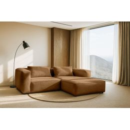 Ecksofa Home Affaire "Tvinnet", braun, B:228cm H:73cm T:166cm, 94% PES 6% NY, Sofas, Ecksofa, Breite 228 cm, extra tiefe Sitzfl&auml;che, kubisches Sitzvergn&uuml;gen