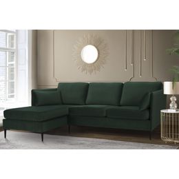 Ecksofa Home Affaire "Light L-Form", gr&uuml;n, B:235cm H:83cm T:163cm, 100% Polyester, Sofas, Ecksofa, inklusive loser Zierkissen, mit schmalen Armlehnen und Teleskopf&uuml;&szlig;en