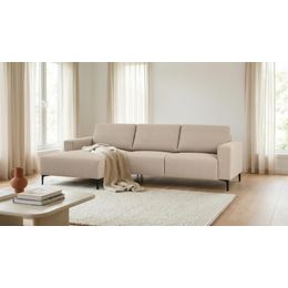 Ecksofa Home Affaire "Tournon, L-Form, Breite 262 cm, Webstoff, Chenille", braun (cappuccino), B:262cm H:85cm T:152cm, 100% Polyester, Sofas, Ecksofa, Designsofa im nordischen Stil, Wellenunterfederung, Metallf&uuml;&szlig;e