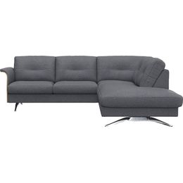 Ecksofa FLEXLUX "Glow, super bequem durch hochwertigem Sitzaufbau mit Federkern, L-Form", blau (navy blau), B:236cm H:81cm T:224cm, 62% Polyester/17%Baumwolle/14%Viscose/7%Leinen, Sofas, Ecksofa, Modernes skandinavisches Design