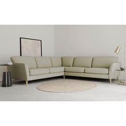 Ecksofa Home Affaire "MARSEILLE 278/278 cm, L-Form, Webstoff, Flachgewebe, Filzoptik", beige, B:278cm H:88cm T:278cm, 85% Polypropylene, 15% Polyester, Sofas, Ecksofa, gleichschenklig, Massivholzbeine, Landhausstil, Wellenunterfederung