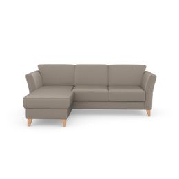 Sit & More Ecksofa SIT & MORE "Visby L-Form", braun (latte), B:248cm H:87cm T:162cm, Sofas, Ecksofa, Wahlweise mit Bettfunktion und Bettkasten, frei im Raum stellbar