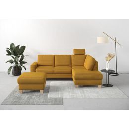 Ecksofa Home Affaire "Summer L-Form", gelb (mustard), B:236cm H:91cm T:170cm, 100% Polyester, Sofas, Ecksofa, mit Ottomane, wahlweise mit Bettfunktion und Bettkasten, Cord-Bezug