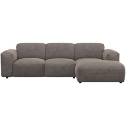 Ecksofa FLEXLUX "Lucera Chaislongue rechts oder links, L-Form, bequem", braun (taupe braun), B:251cm H:73cm T:171cm, 85% Polyester/15%Polyamide, Sofas, Ecksofa, modern & anschmiegsam, Kaltschaum, Stahl-Wellenunterfederung
