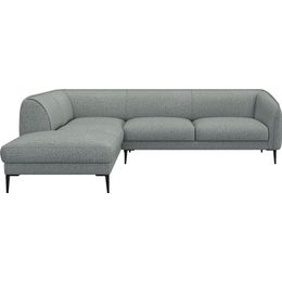 Ecksofa FLEXLUX "Belle Designsofa, L-Form, B/T 268/209 cm", blau (sky blau), B:268cm H:74cm T:209cm, 62% Polyester/17%Cotton/14%Viscose/7%linen, Sofas, Ecksofa, Skandinavisches Design, In hochwertiger Verarbeitung
