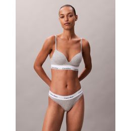 Push-up-BH "PLUNGE PUSH UP", Damen, Gr. 70, Cup D, grau heather, Jersey, Obermaterial: 53% Baumwolle, 35% Modal, 12% Elasthan, Calvin Klein Underwear, meliert, k&ouml;rpernah, BHs Push-up-BH, mit Logobund