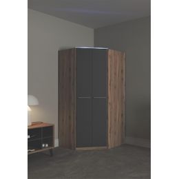 Eckkleiderschrank Priess "Barcelona Kleiderschrank Eckl&ouml;sung Raumwunder", schwarz (astkernbuche, schwarz), B:95cm H:193cm T:95cm, Holzwerkstoff, Schr&auml;nke, Eckkleiderschrank, in 2 Tiefen Schrank Eckschrank Garderobe, Topseller