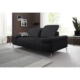 2-Sitzer Home Affaire "Caluna", schwarz, B:202cm H:97cm T:111cm, Luxus-Microfaser Vintageoptik (100% Polyester);Flachgewebe (100% Polyester);Luxus-Mikrofaser (90% Polyester, 10% Polyamid), Sofas, mit Sitztiefen- und Kopfteilverstellung
