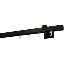 Gardinenstange Garesa "Nora", schwarz, L:550cm &Oslash;:20mm, Aluminium, Gardinenstangen, Vorhanggarnitur, einfache Montage an die Wand, verl&auml;ngerbar, Kappe