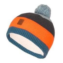Strickm&uuml;tze Trollkids "KIDS GRYLLEFJORD BOBBLE CAP", Jungen, Gr. 6 (53/56), stormy blau, flame orange, anthrazit, Strick, Materialmix, M&uuml;tzen Strickm&uuml;tze