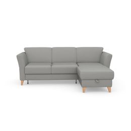 Sit & More Ecksofa SIT & MORE "Visby L-Form", silber, B:248cm H:87cm T:162cm, Sofas, Ecksofa, Wahlweise mit Bettfunktion und Bettkasten, frei im Raum stellbar