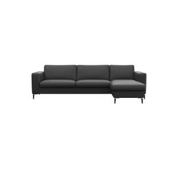 Ecksofa FLEXLUX "Fiore, superbequemer Sitzkomfort durch Kaltschaum im Sitz, L-Form", schwarz (deep schwarz), B:262cm H:85cm T:92cm, 100% Echteder, Sofas, Ecksofa, breite Armlehnen, F&uuml;&szlig;e Alu+schwarz