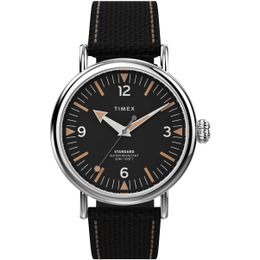 Quarzuhr Timex "WATERBURY STANDARD", schwarz, Armbanduhren, Herren, Quarzuhr, Armbanduhr, Herrenuhr, Leuchtzeiger, Mineralglas, analog