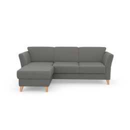 Sit & More Ecksofa SIT & MORE "Visby L-Form", grau, B:248cm H:87cm T:162cm, Sofas, Ecksofa, Wahlweise mit Bettfunktion und Bettkasten, frei im Raum stellbar