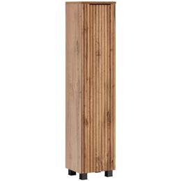 Midischrank Welltime "Trento, verschiedene Ausf&uuml;hrungen und Farben", braun (mdf wotaneiche rille), B:30cm H:130cm T:27cm, MDF, Schr&auml;nke, Midischrank, Badm&ouml;bel, Breite 30 cm, 1 T&uuml;r, Made in Germany