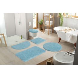 Badematte my home "Sanremo, Badvorleger, Badezimmer Teppich, sehr weich" Gr. 12, hellblau, H:30mm, Polyester, Badematten, Badematte, Badteppich, unifarben, rechteckig, rund & als 3-tlg. Set erh&auml;ltlich