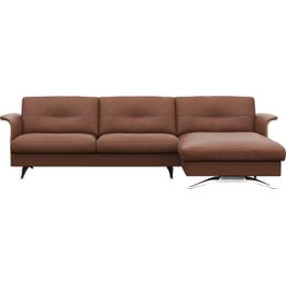 Ecksofa FLEXLUX "Glow bequem und komfortabel durch hochwertigen Sitzaufbau, L-Form", braun (old chestnut braun), B:273cm H:81cm T:158cm, 100% Echteder, Sofas, Ecksofa, Modernes skandinavisches Design
