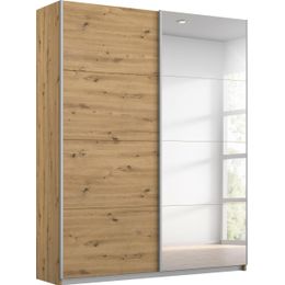 Schwebet&uuml;renschrank OTTO HOME "Kleiderschrank Schrank Garderobe Schlafzimmerschrank THANOS", eiche artisan mit spiegel, B:136cm H:229cm T:62cm, Holzwerkstoff, Schr&auml;nke, Schwebet&uuml;renschrank, Optional mit Spiegel, Metall-Griffleisten alufarben MADE IN GERMANY, Topseller