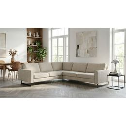 Ecksofa Home Affaire "Pinto, XXL, 250/290 cm, langer Schenkel, Ottomane", creme, B:290cm H:85cm T:250cm, 100% Polyester, Sofas, Ecksofa, Cord, Chenille, Lederoptik, mit Keder, Metallf&uuml;&szlig;e, Wellenunterfederung