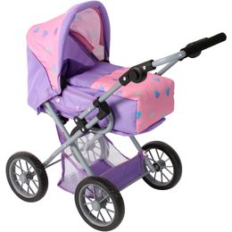 Bayer Chic 2000 Kombi-Puppenwagen CHIC2000 "Leni", lila (herzchen lila), Puppenwagen, KinderB:37cm H:68cm T:64cm, Kunststoff, Metall, Stoff, mit herausnehmbarer Tragetasche, B:37cm H:68cm T:64cm