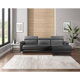 Ecksofa OTTO HOME "LUND, L-Form, 261cm, man. o. elektr. Relaxfunktion (mit USB-A)", grau, B:261cm H:97cm T:179cm, Kunstleder 100% Polyurethan, Sofas, Ecksofa, und Kopfteilverstellung, Topseller
