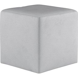 Hocker COTTA "Cuby", grau (argent), B:40cm H:40cm T:40cm, 64% POLYURETHAN (PU) / 25% POLYESTER (PES) / 11% BAUMWOLLE (CO), Hocker, Hocker, Sitzw&uuml;rfel, Cube, Sitzhocker
