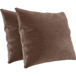 Sofakissen Home Affaire "Viva", braun (nougat), B:50cm H:50cm T:8cm, 100% Polyester, Polsterauflagen, Sofakissen, 2er Kissen-Set wahlweise in zwei Gr&ouml;&szlig;en