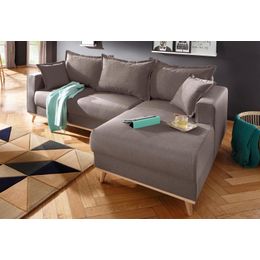 Ecksofa Home Affaire "Edina L-Form", braun, B:228cm H:83cm T:151cm, Webstoff (100% Polyester);Baumwollmix (50% Baumwolle, 50% Polyester);Baumwollmix (50% Baumwolle, 50% Polyester), Sofas, Ecksofa, auch in Baumwollmix-Bezug, im skandinavischem Stol
